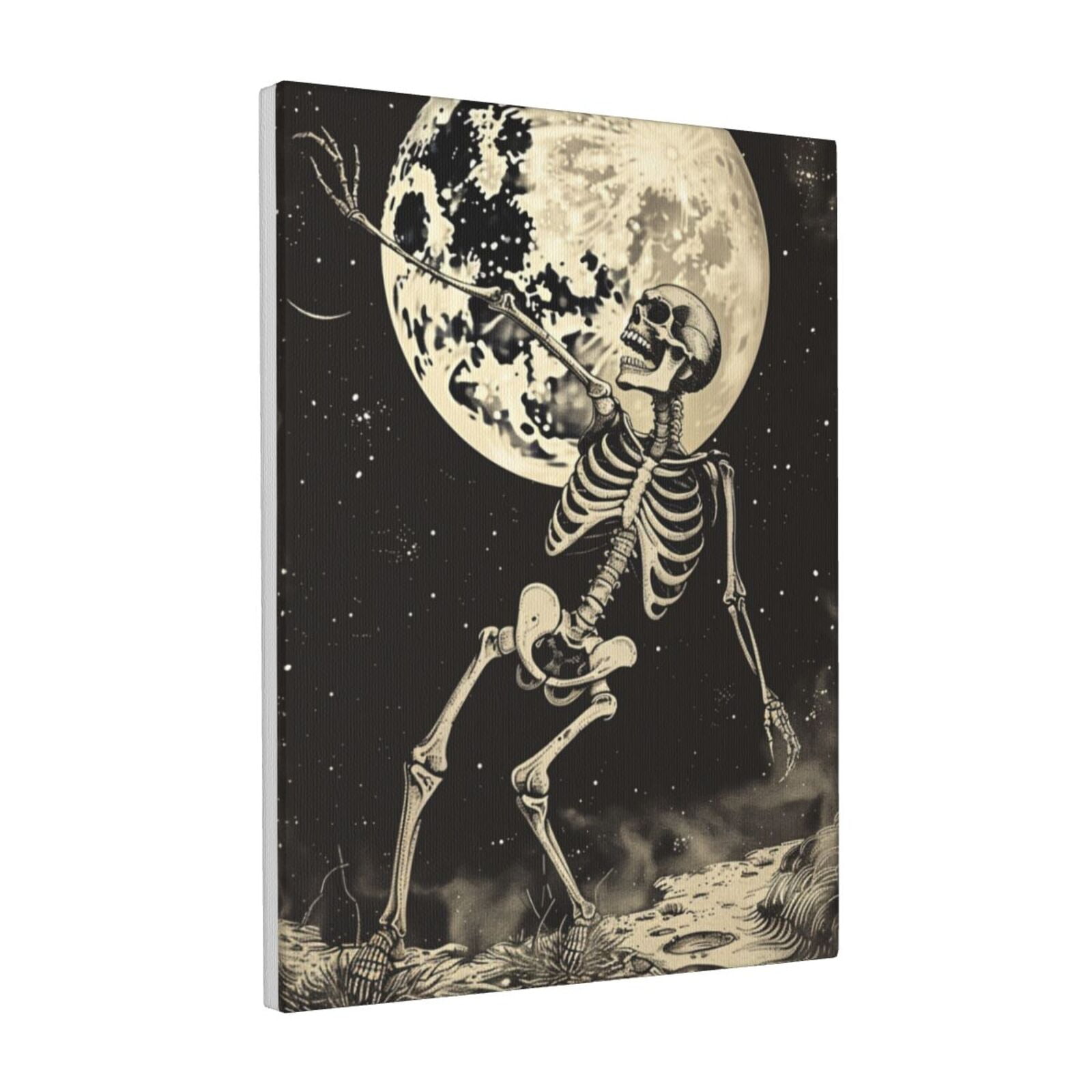 12x16 inch Oil Paintings On Canvas Dancing Skeleton & Moon,Living Room ...