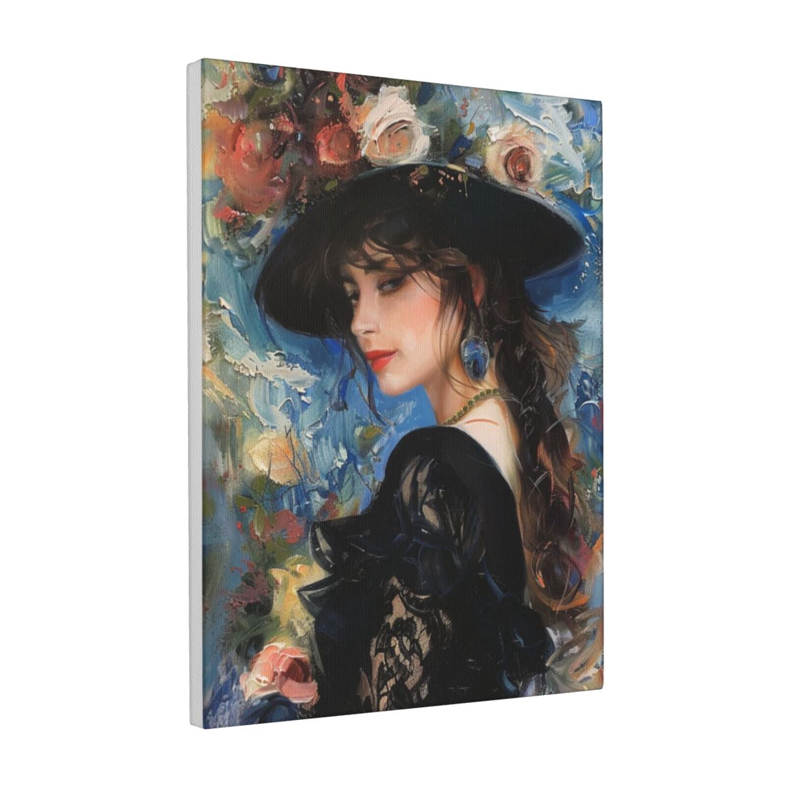 12x16 inch Oil Paintings On Canvas Elegant Hatted Woman Bedroom Decor ...