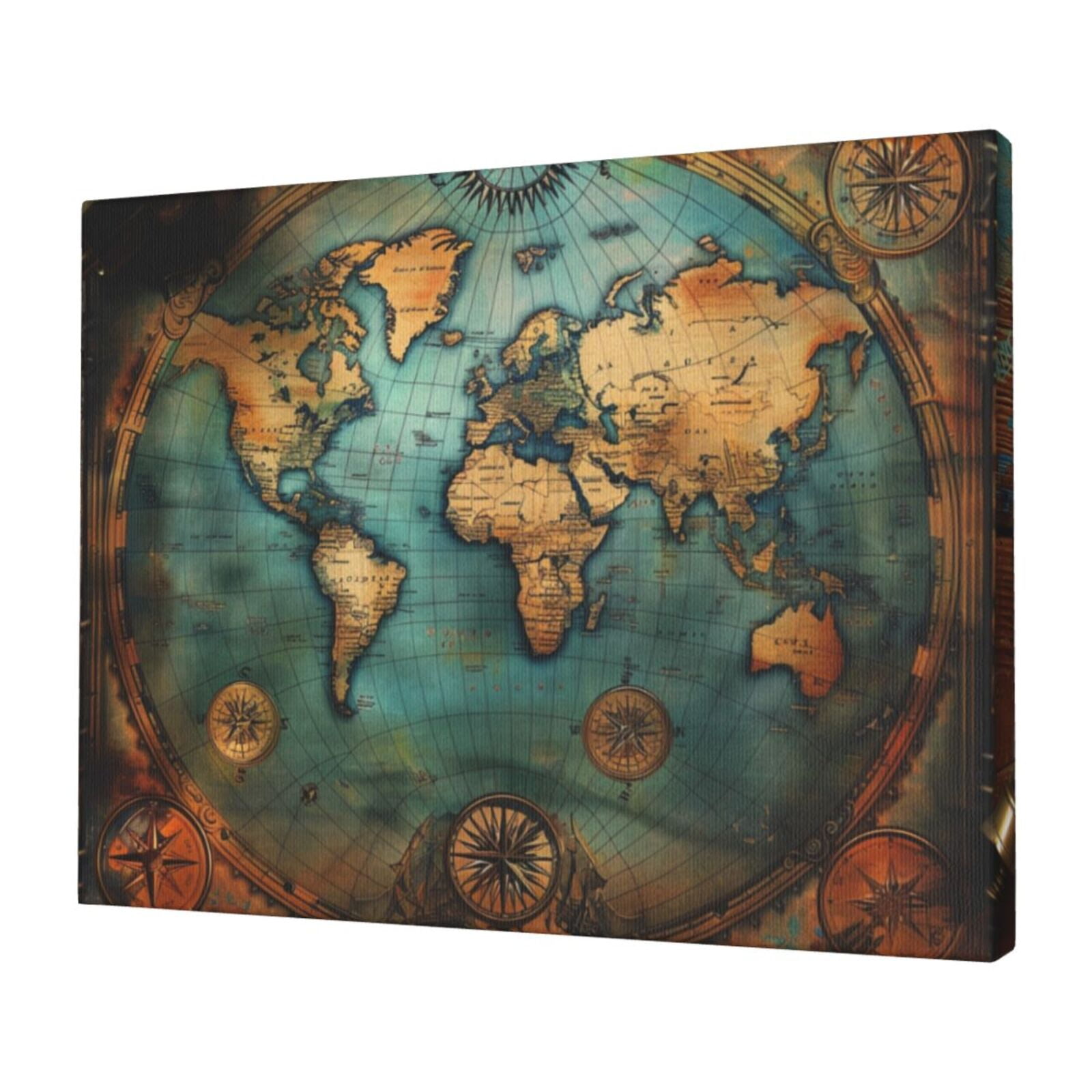 12x16 inch Oil Paintings On Canvas The Medieval Times Earth Map,Indoor ...
