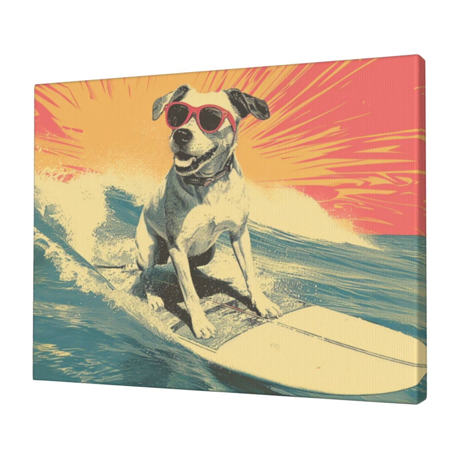 12x16 inch Paintings On Canvas Surfing Dog Bathroom Poster,Apartment ...
