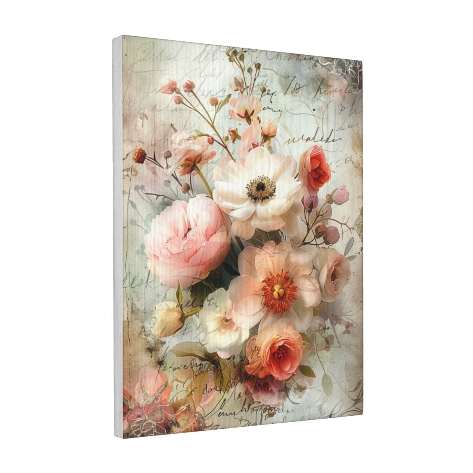 12x16 inch Retro Flowers Illustration Canvas For Painting,Florists ...