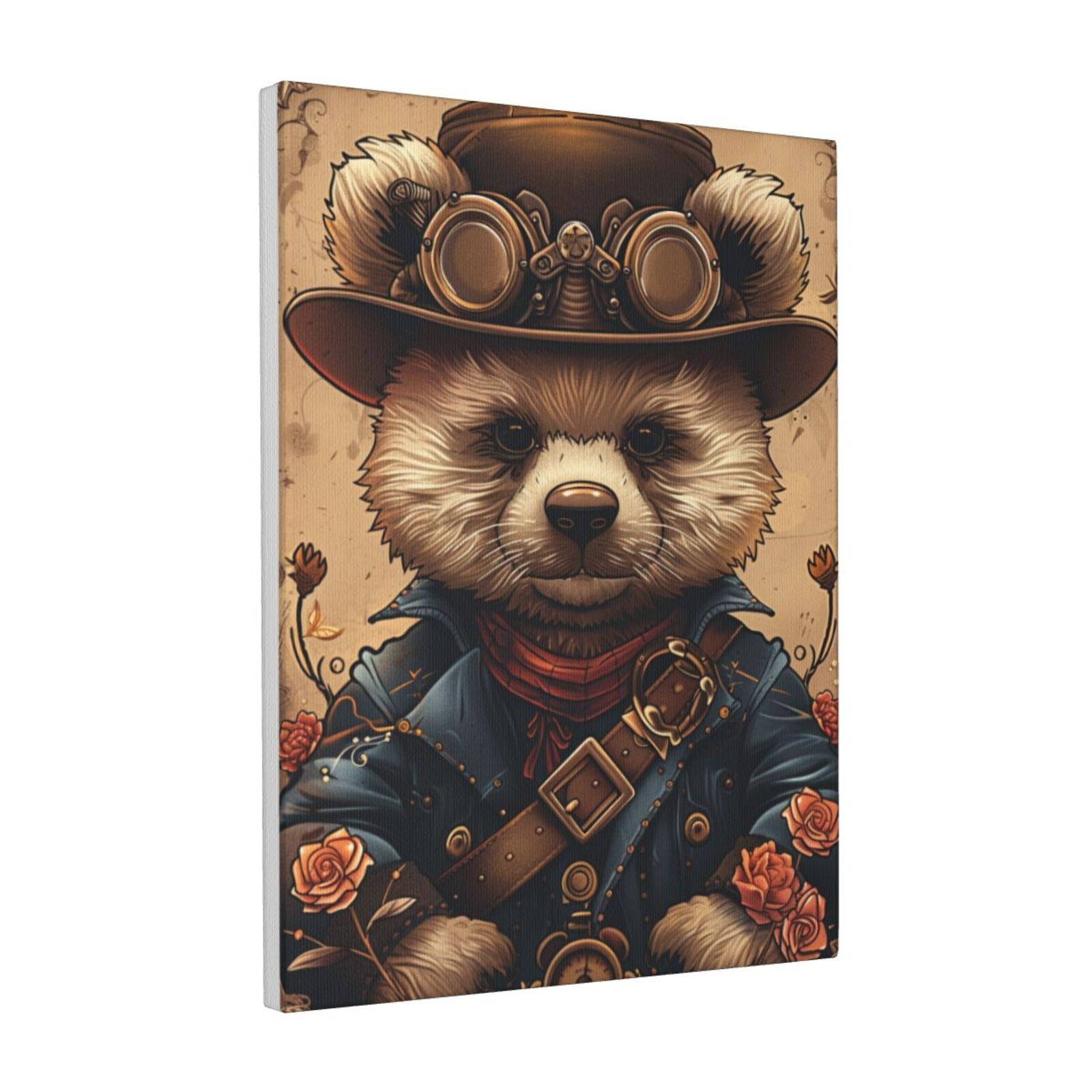 12x16 inch Rose & Punk Bear Canvas Frameless Picture,Apartment Bedroom ...