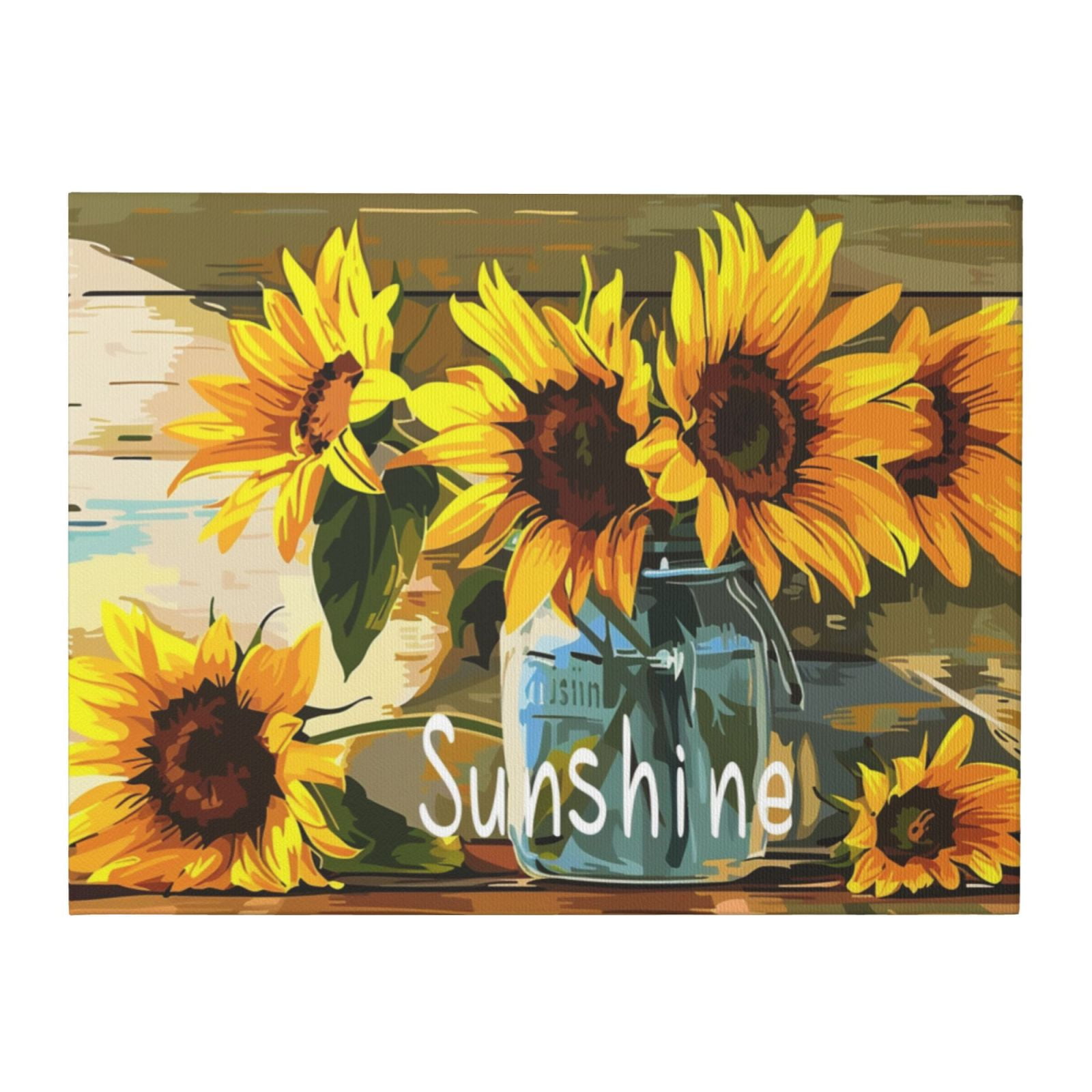 12x16 inch 'Sunshine' Slogan Sunflower Vase Canvas Painting,Rustic ...