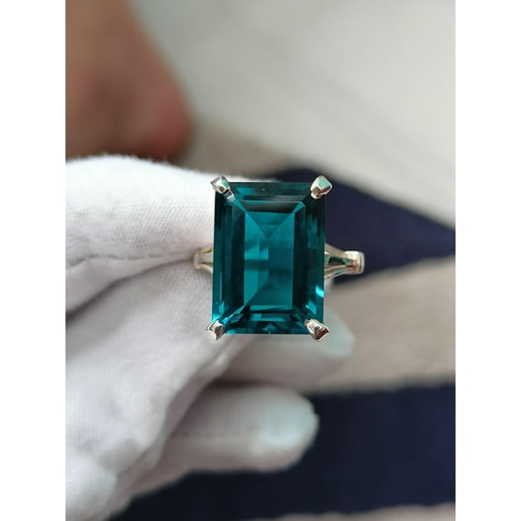 12x16 mm Emerald Cut London Blue Topaz Ring: Sterling Silver ...