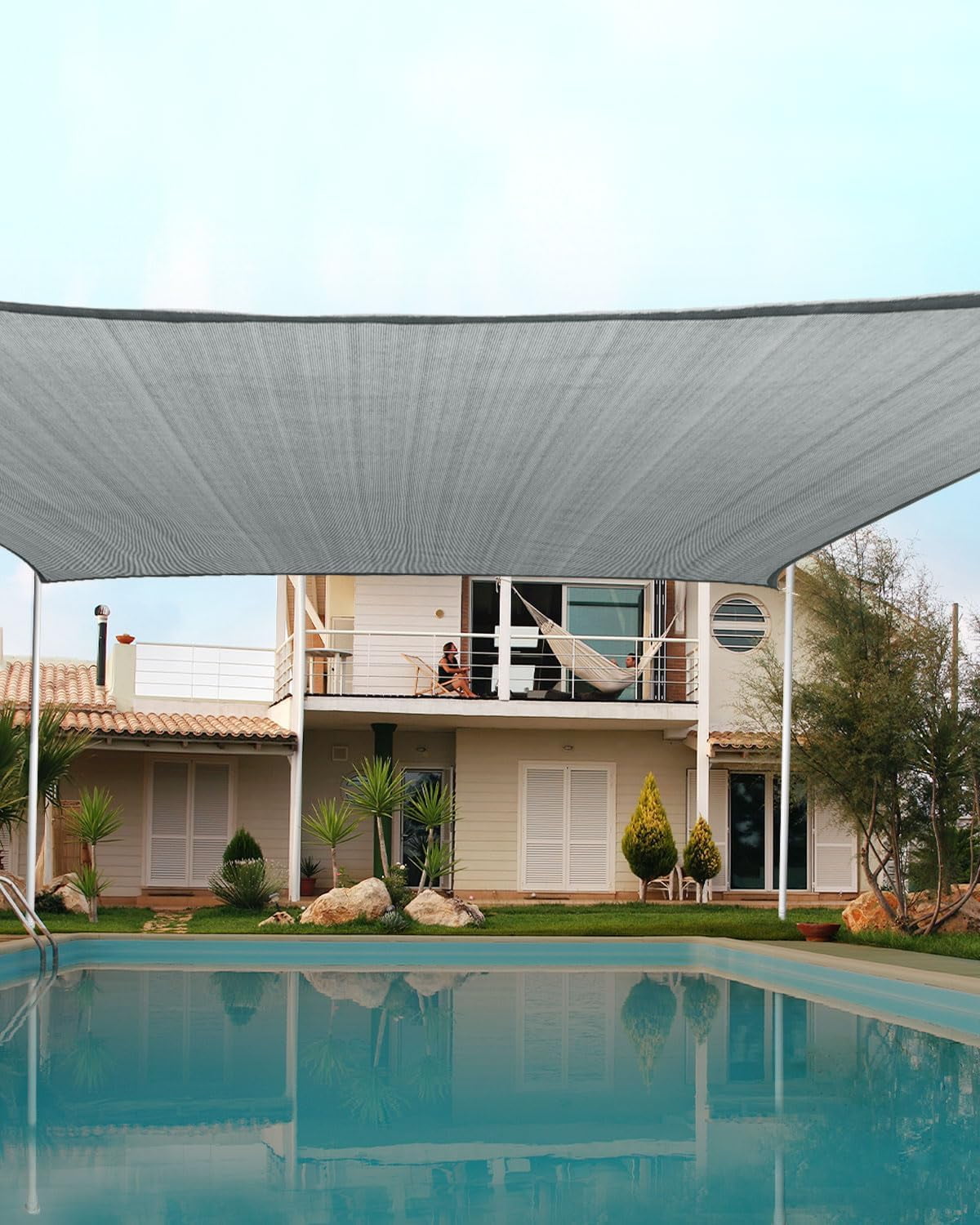 12x16ft Rectangular Sun Shade Sail 185G HDPE Canopy 98% UV Block ...