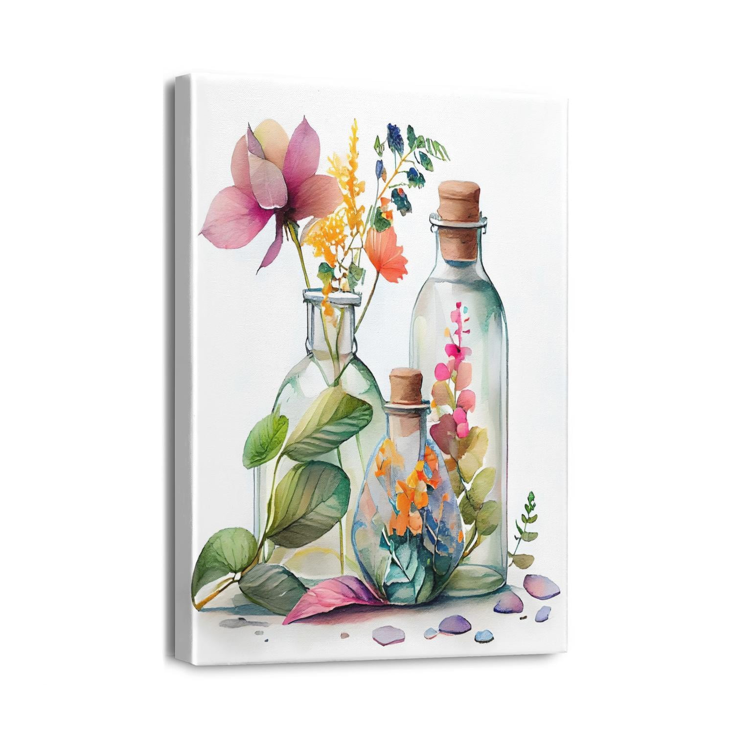 12x16in Bottles and Plants Wall Art, Multicolor Farm Design, Wood ...