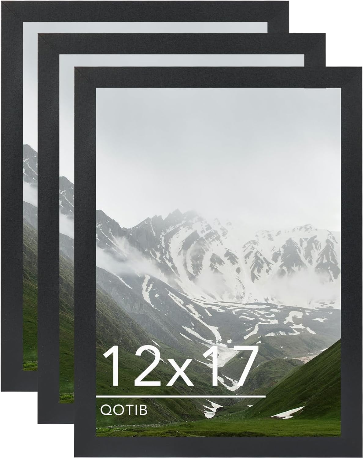 12x17 Picture Frame Black for Wall Mounting Set of 3, Horizontal and ...