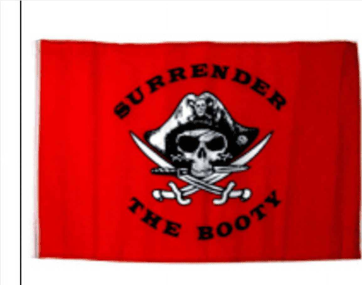 12x18 12"x18" Jolly Roger Pirate Surrender Booty Red Sleeve Flag Garden ...