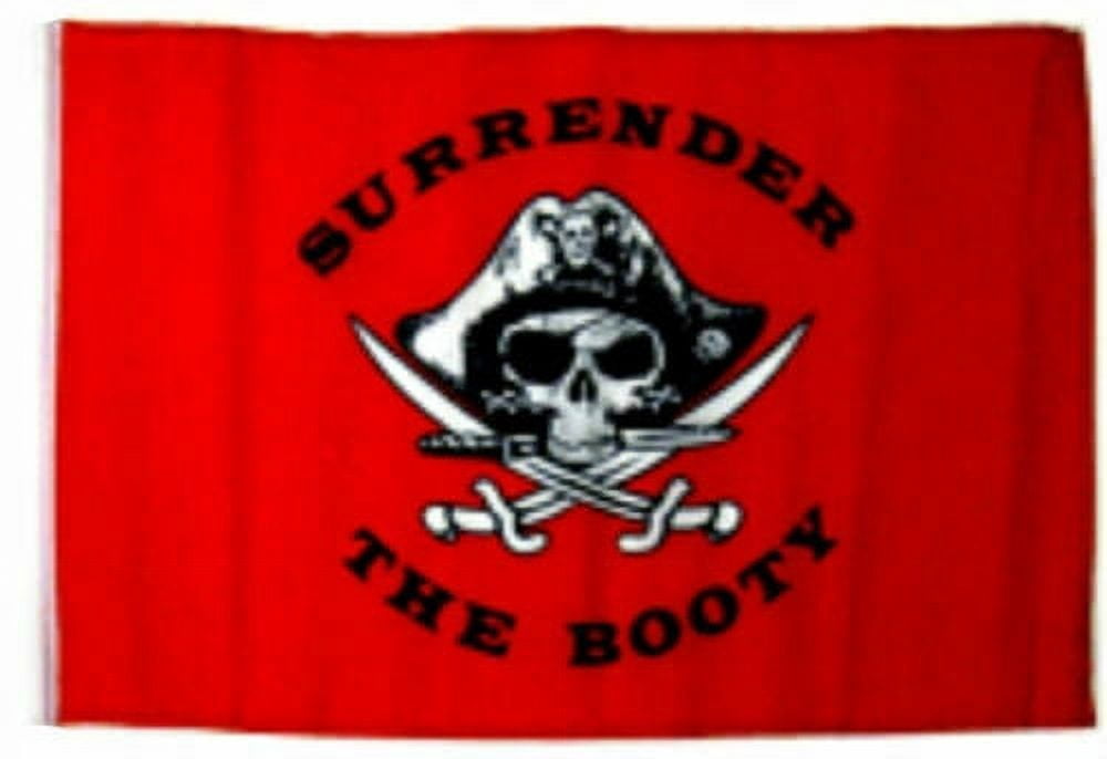 12x18 12"x18" Jolly Roger Pirate Surrender Booty Red Sleeve Flag Garden ...