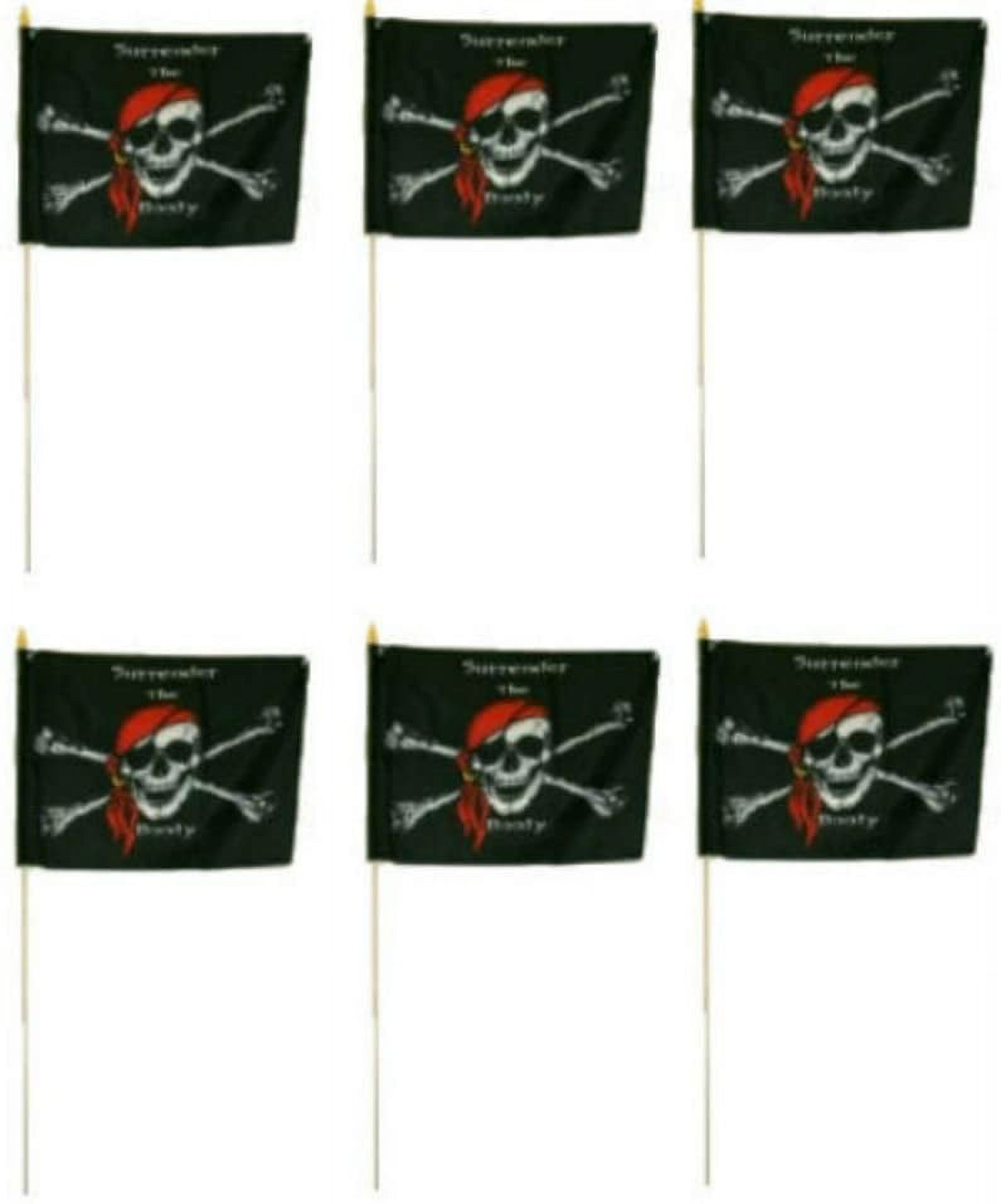 12x18 12"x18" Pirate Jolly Roger Surrender The Booty Stick Flag Wood 30 ...