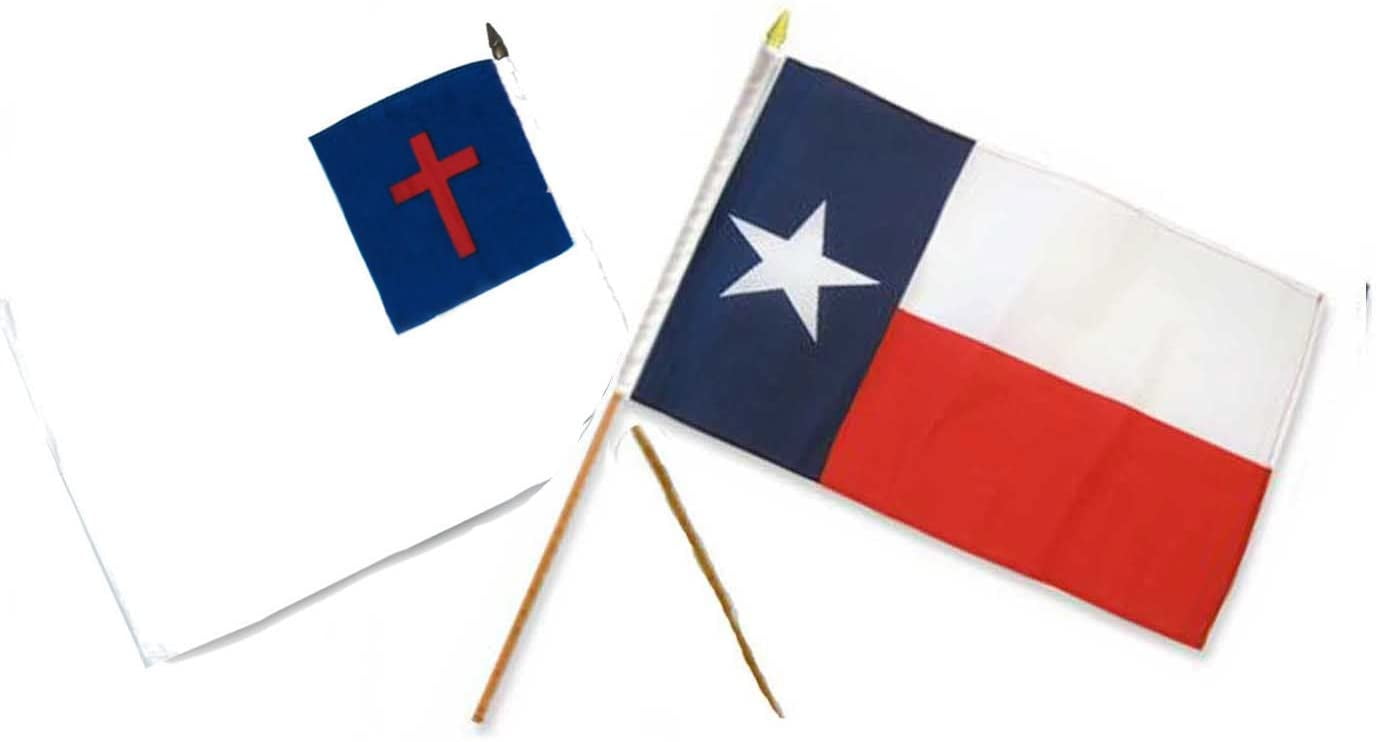 12x18 12"x18" Wholesale Combo Christ Christian & State Texas Stick Flag ...