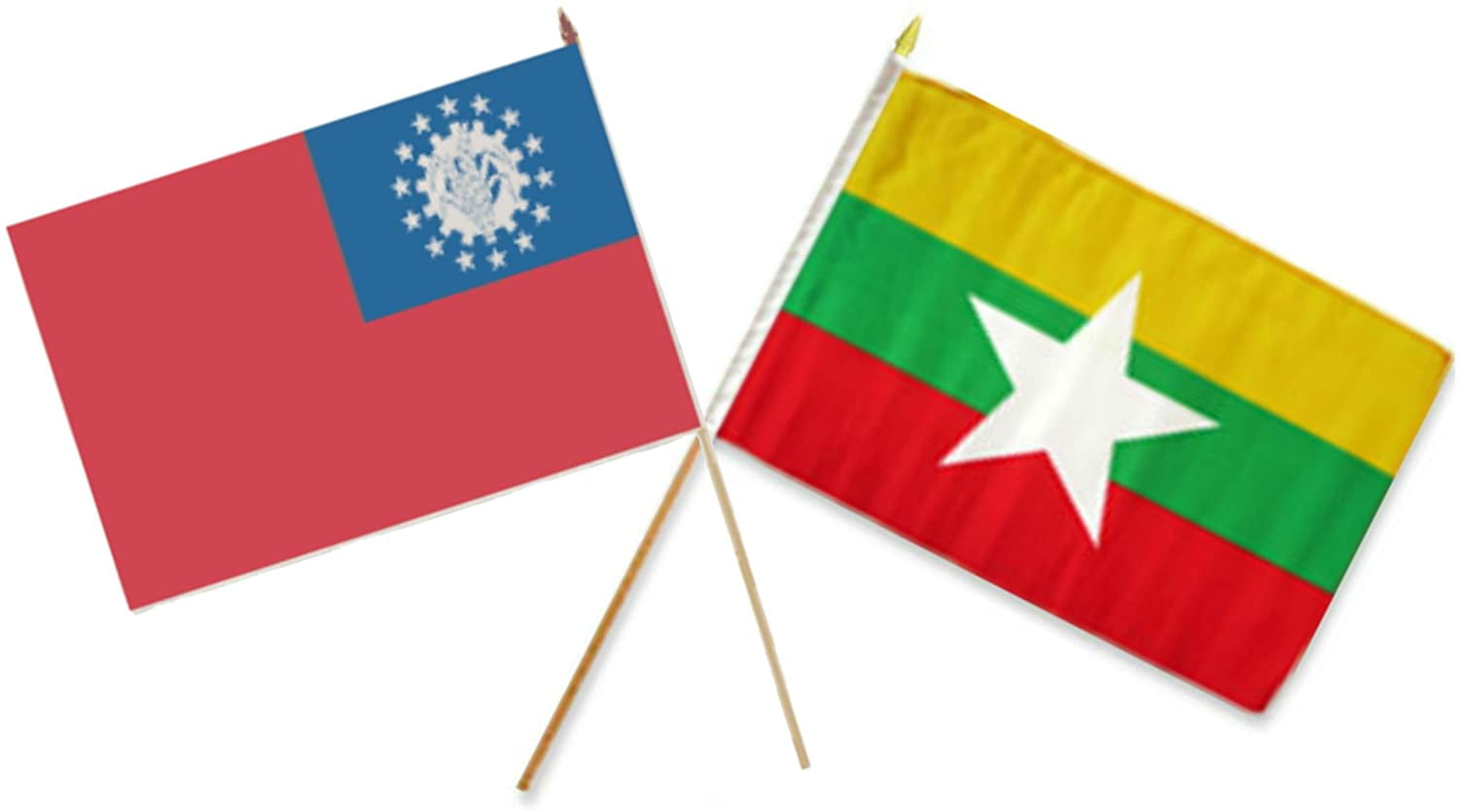 12x18 12"x18" Wholesale Combo Myanmar Burma Old & New Stick Flag ...
