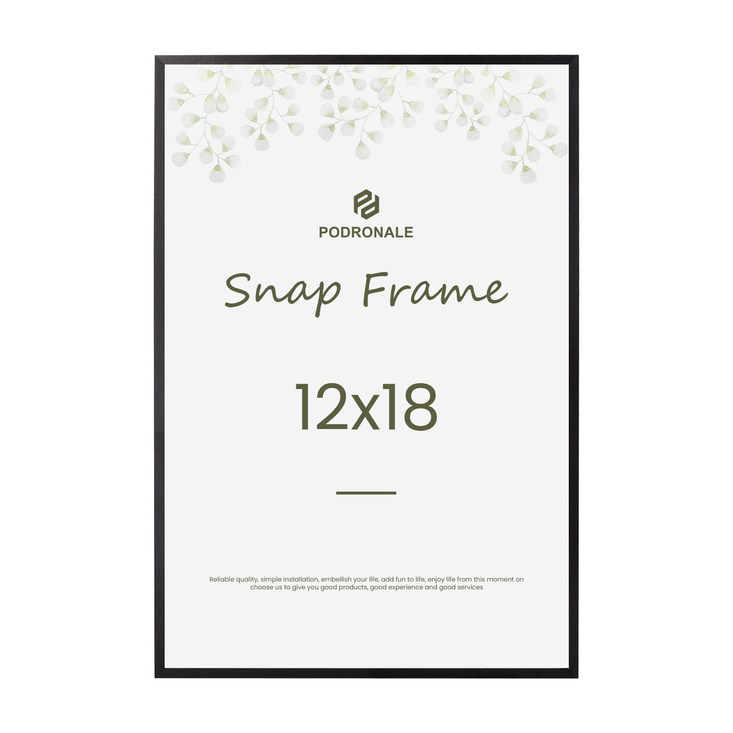 Podronale 12x18 Black Aluminum Snap Frame, Picture Frame for Wall, 1PCS ...