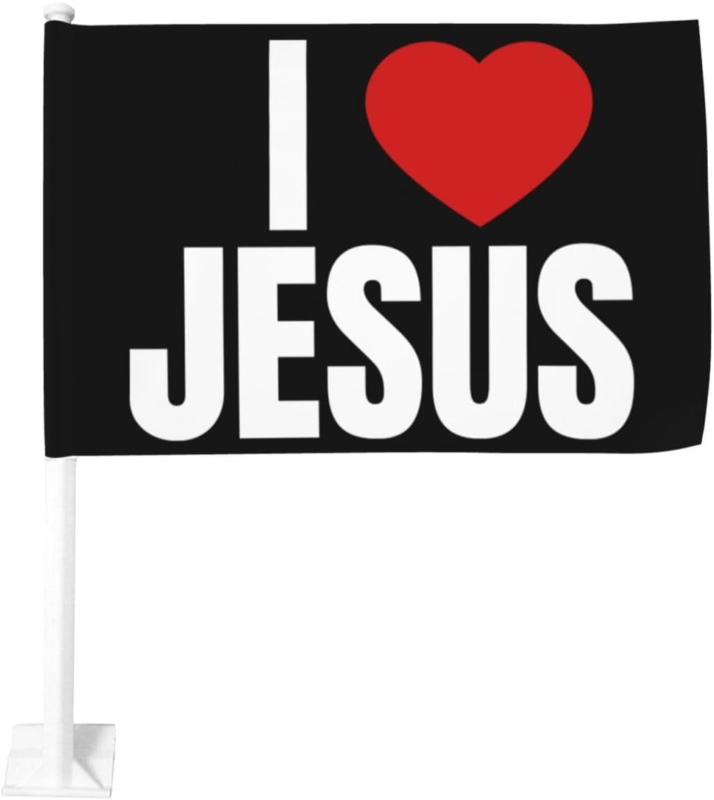 12x18 In Car Flags Banner I Love Jesus Funny Gifts Car Flag Double ...
