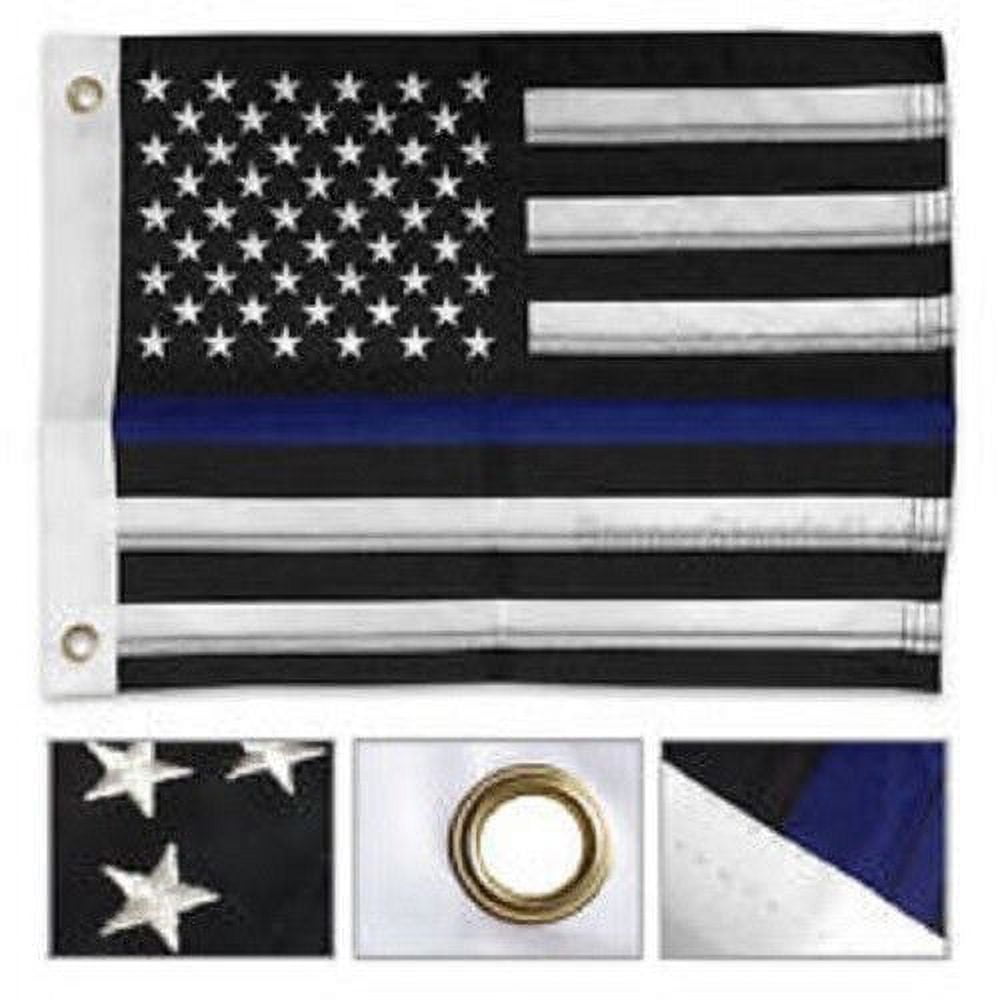 12x18 Embroidered Sewn USA Police Thin Blue Line Memorial Nylon Flag 12 ...
