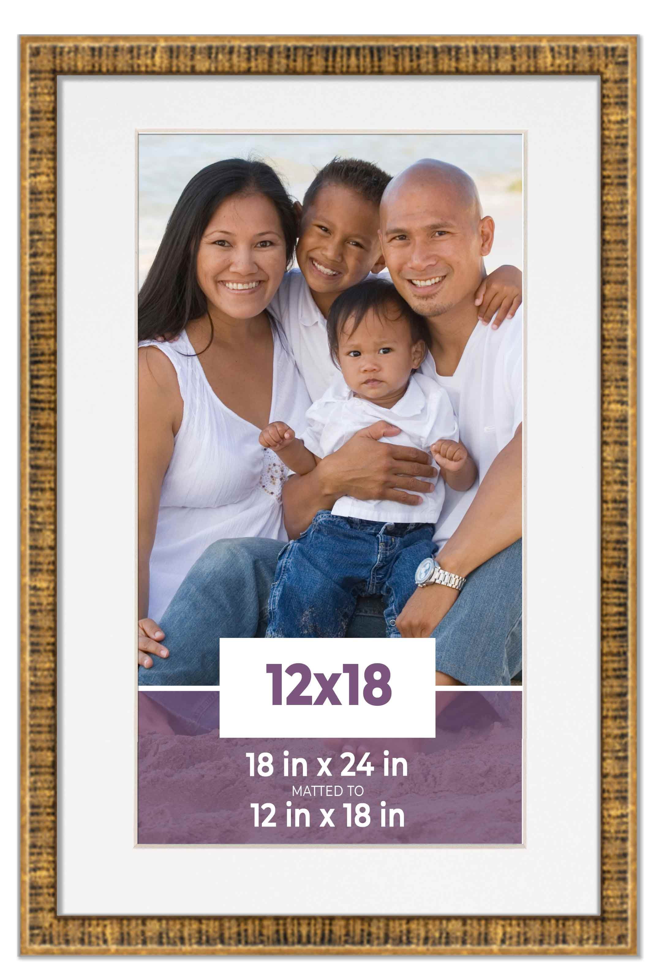 12x18 Frame Gold With White Picture Mat For 12x18 Photo - Gold 18x24 Frame To Display Print or ...