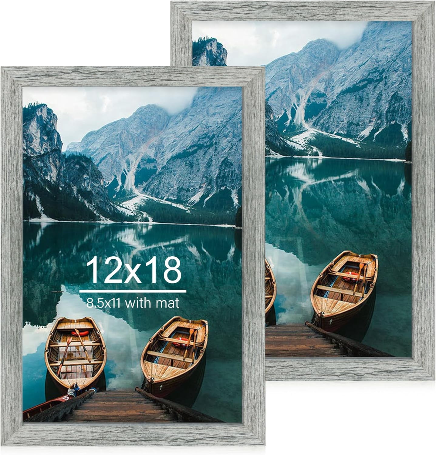 12x18 Frame Set of 2, Rustic Grey Wood Style, Display 12 x 18 Poster ...