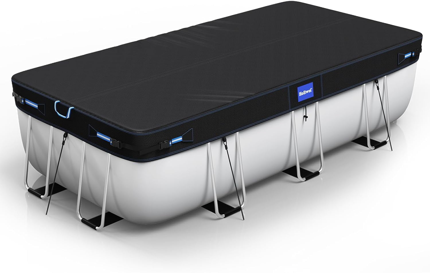 12x18 Ft Rectangular Pool Cover with Reflective Strips for Above Ground ...