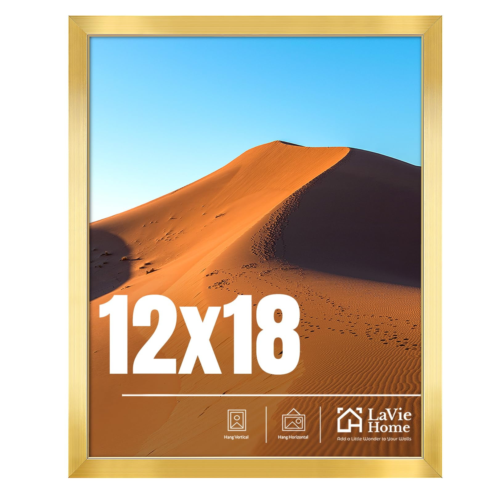 12x18 Gold Picture Frame for Wall Display, Classic Collection Frame ...