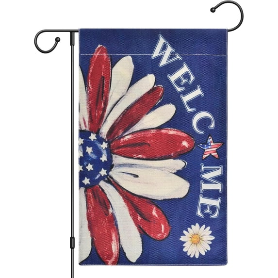 12x18 Inch Double Sided Patriotic Garden Flag, Welcome American Stars ...