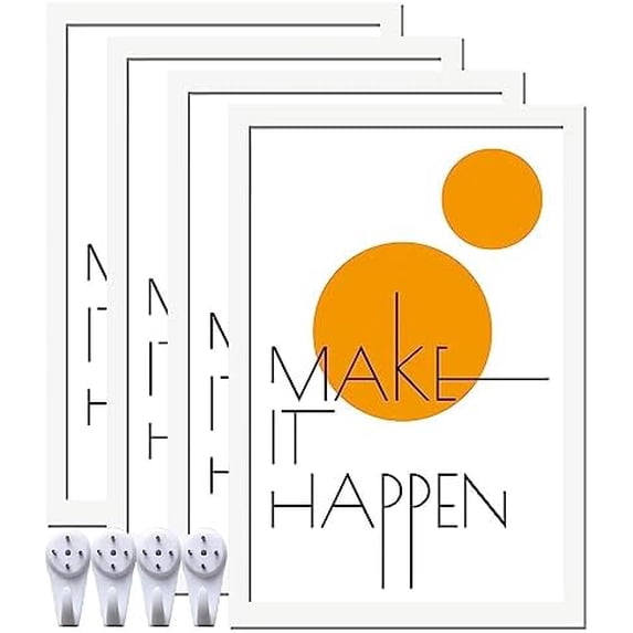 12x18 Picture Frame Set of 4, White 12 x 18 Frame High Transparent Wall ...