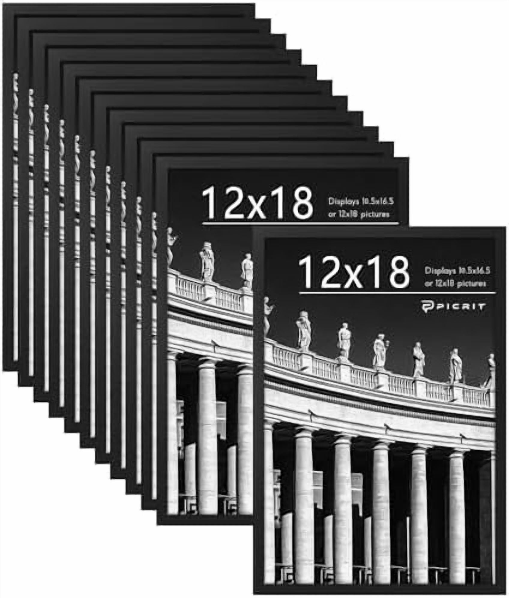 12x18 Poster Frame Set of 12, Display 11 x 17 with Mat or 12 x 18 ...