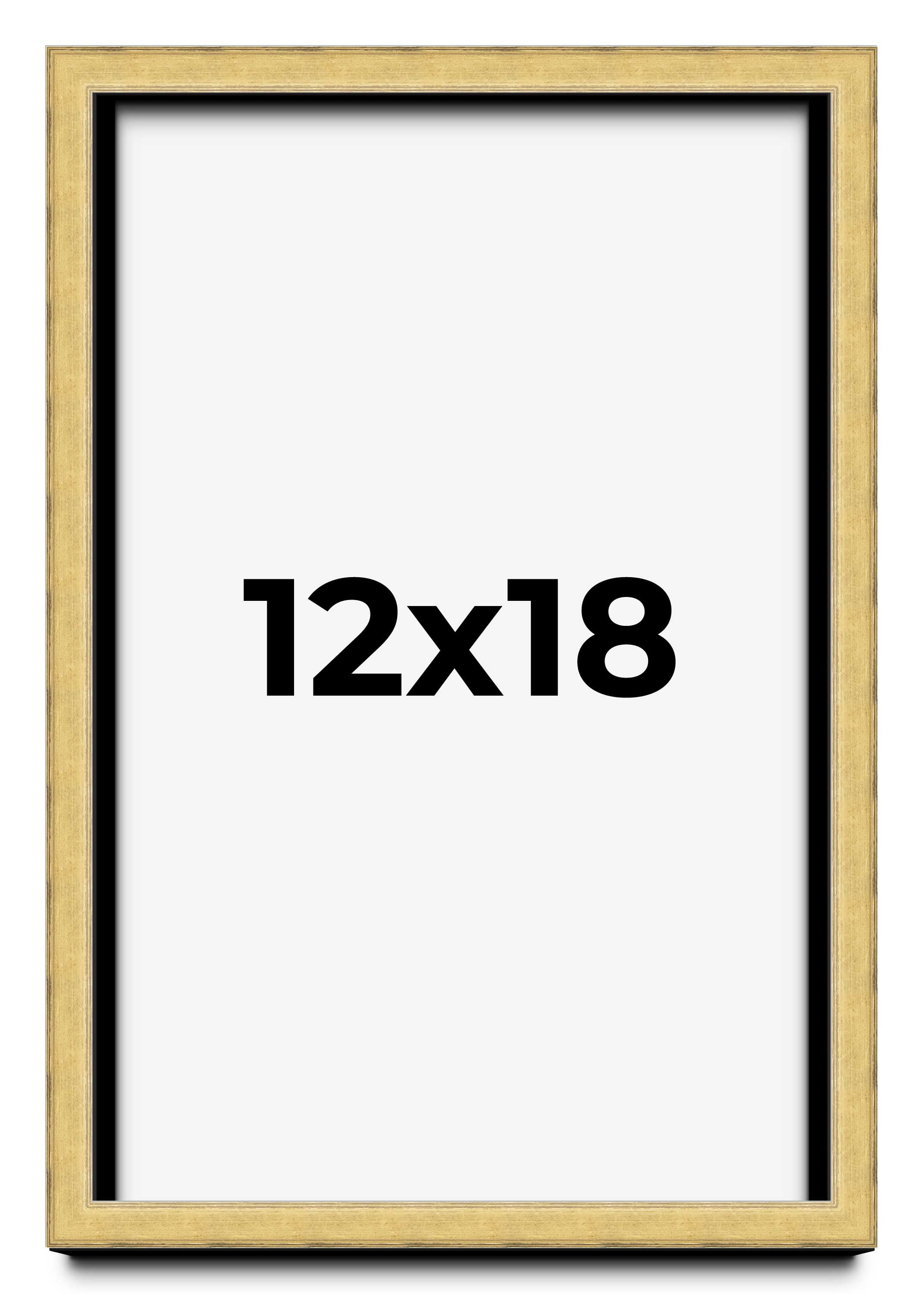 12x18 Shadow Box Frame Gold | 1.375 Inches Deep Real Wood Contemporary ...