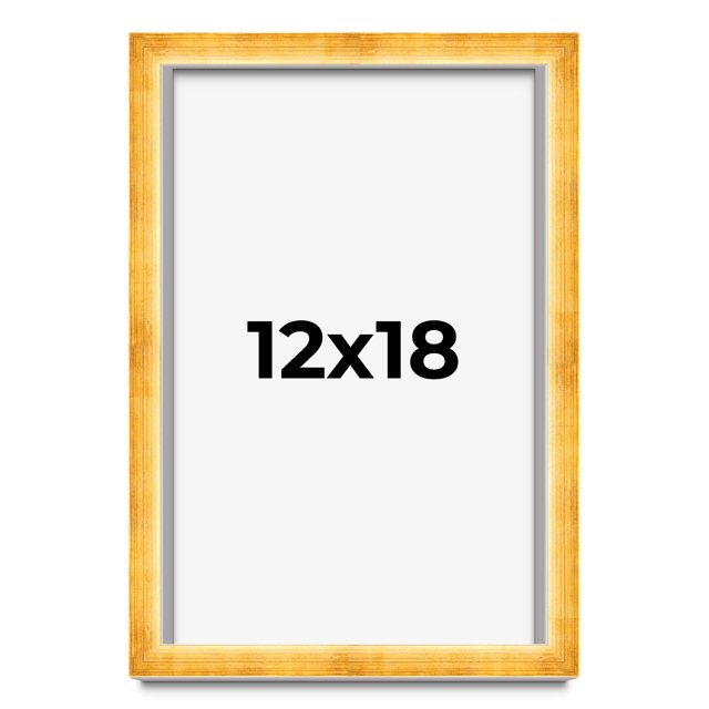 12x18 Shadow Box Frame Gold | 1.625 Inches Deep Real Wood Traditional ...