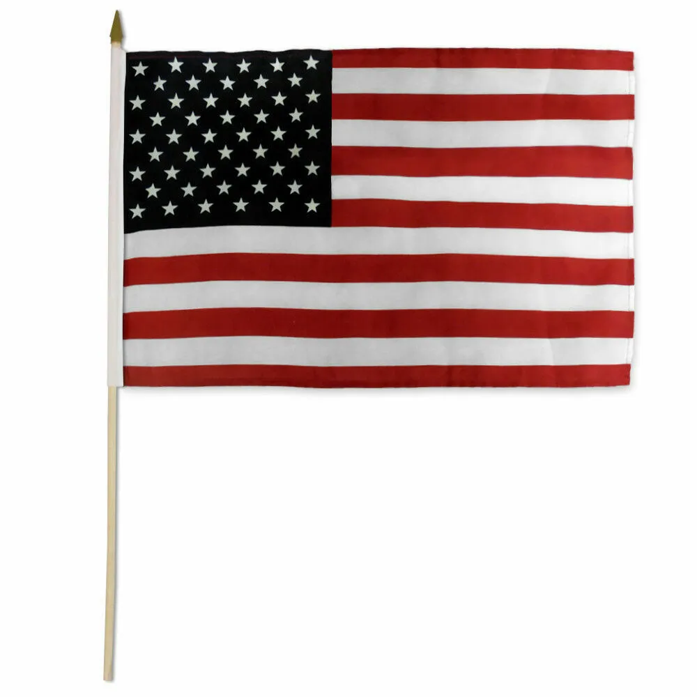 12x18 USA Flag American Flag Stick Flag 12" x 18" Stick Flag with Staff ...