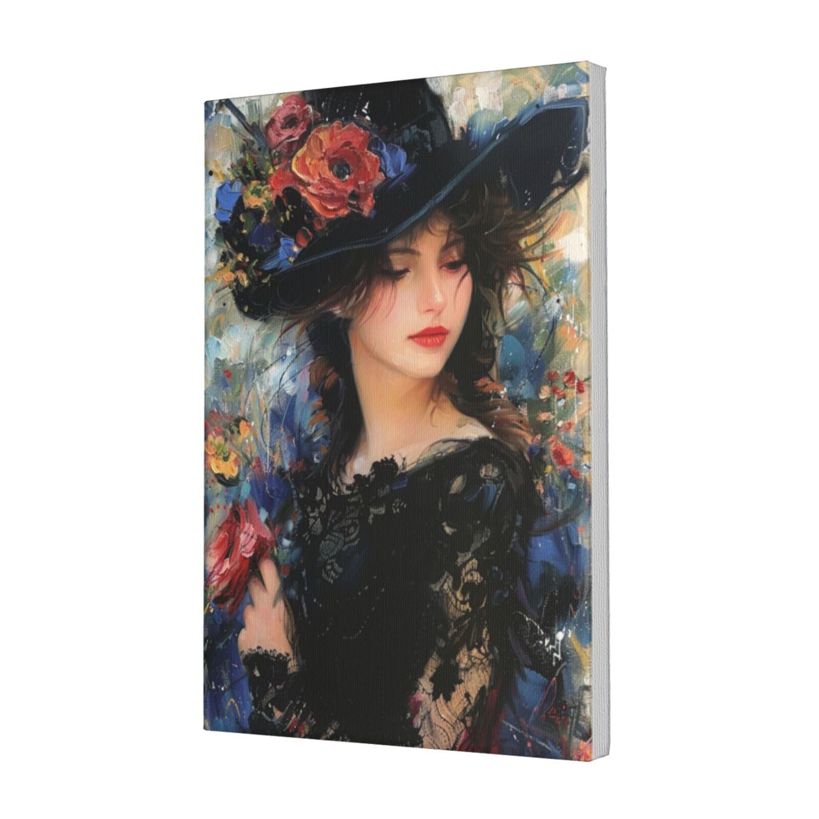 12x18 inch Bedroom Decorative Paintings For Wall Elegant Hatted Woman ...