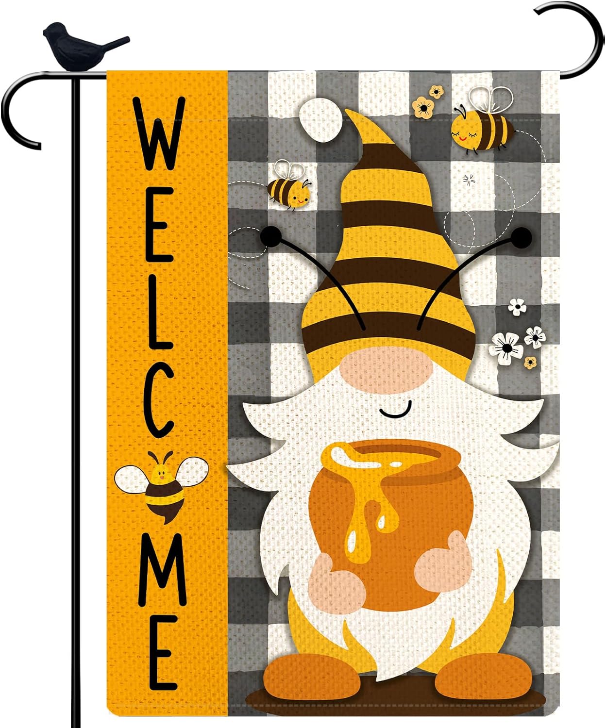 12x18 inch Bee Happy Garden Flag Welcome Summer Bee Burlap Garden Flag ...