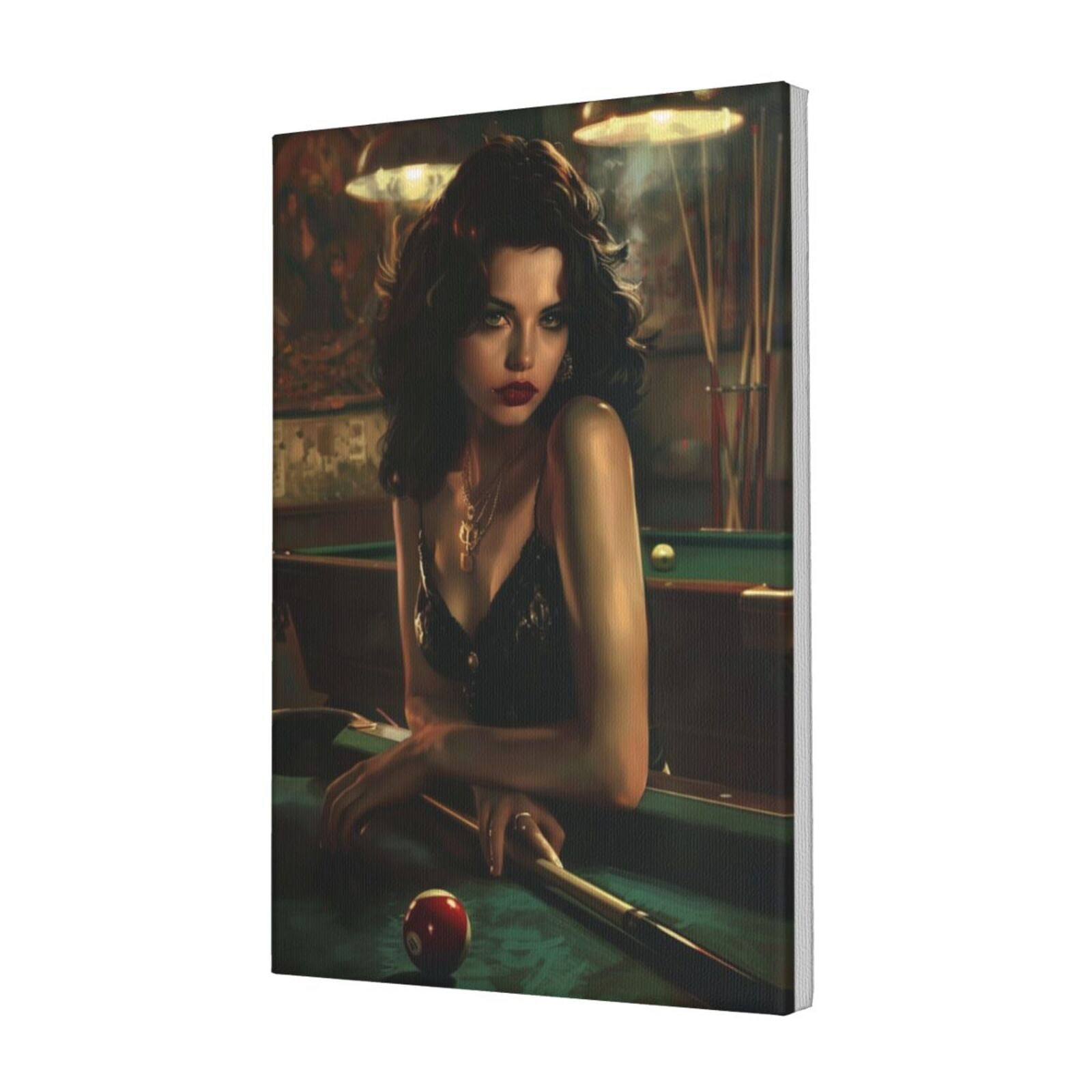 12x18 inch Billiards Hall Decor Canvas Poster Billiards Table Woman ...