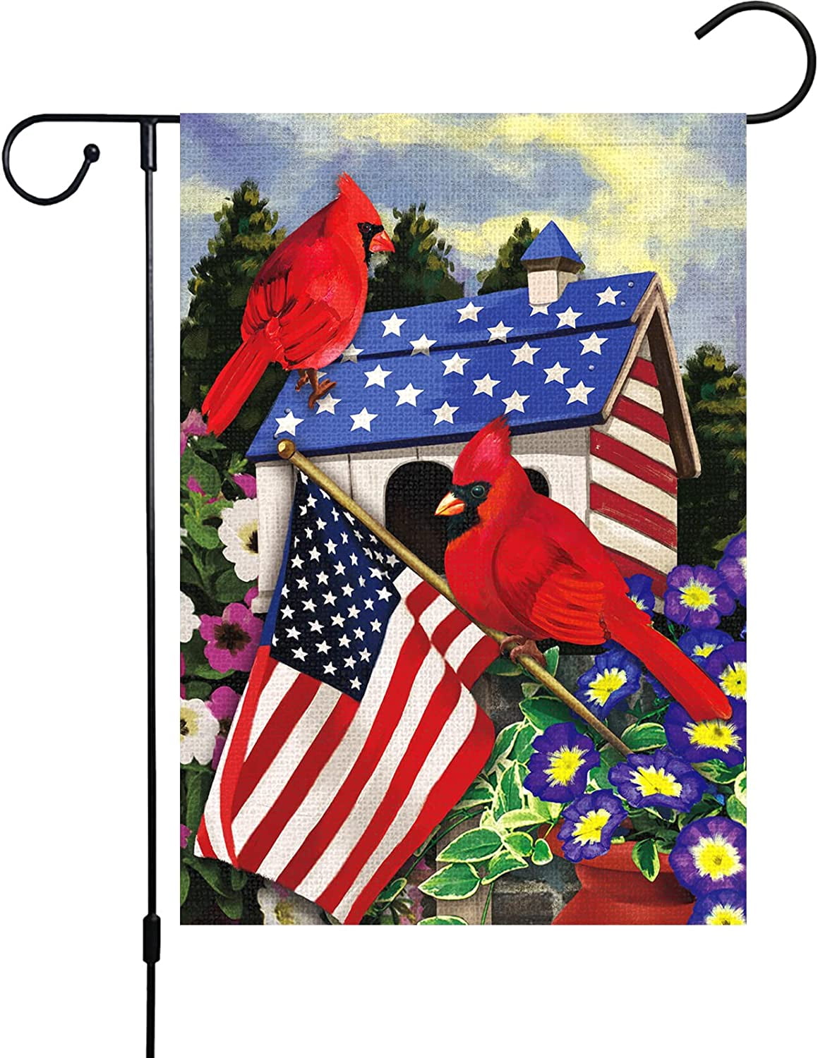 12x18 inch Birds Parrot Patriotic Memorial Day Garden Flag USA 4th of ...