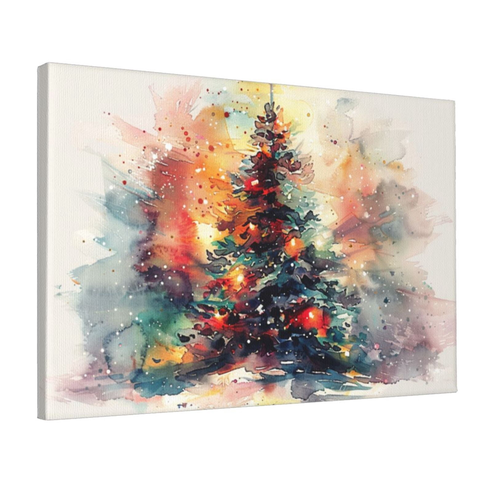 12x18 inch Canvas For Pictures Poster Christmas Tree Watercolor ...