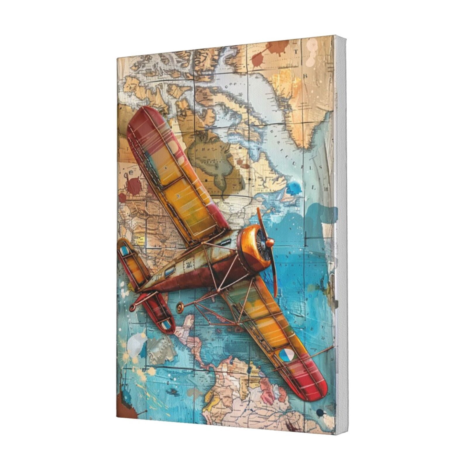 12x18 inch Canvas Frameless Painting Old Style Airplanes & Maps,Garage ...