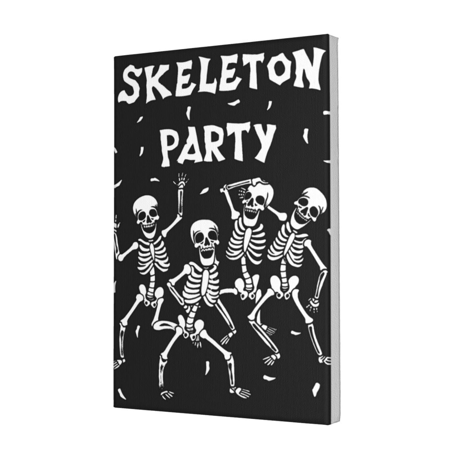12x18 inch Canvas Frameless Painting 'Skeleton Party' Slogan Dancing ...