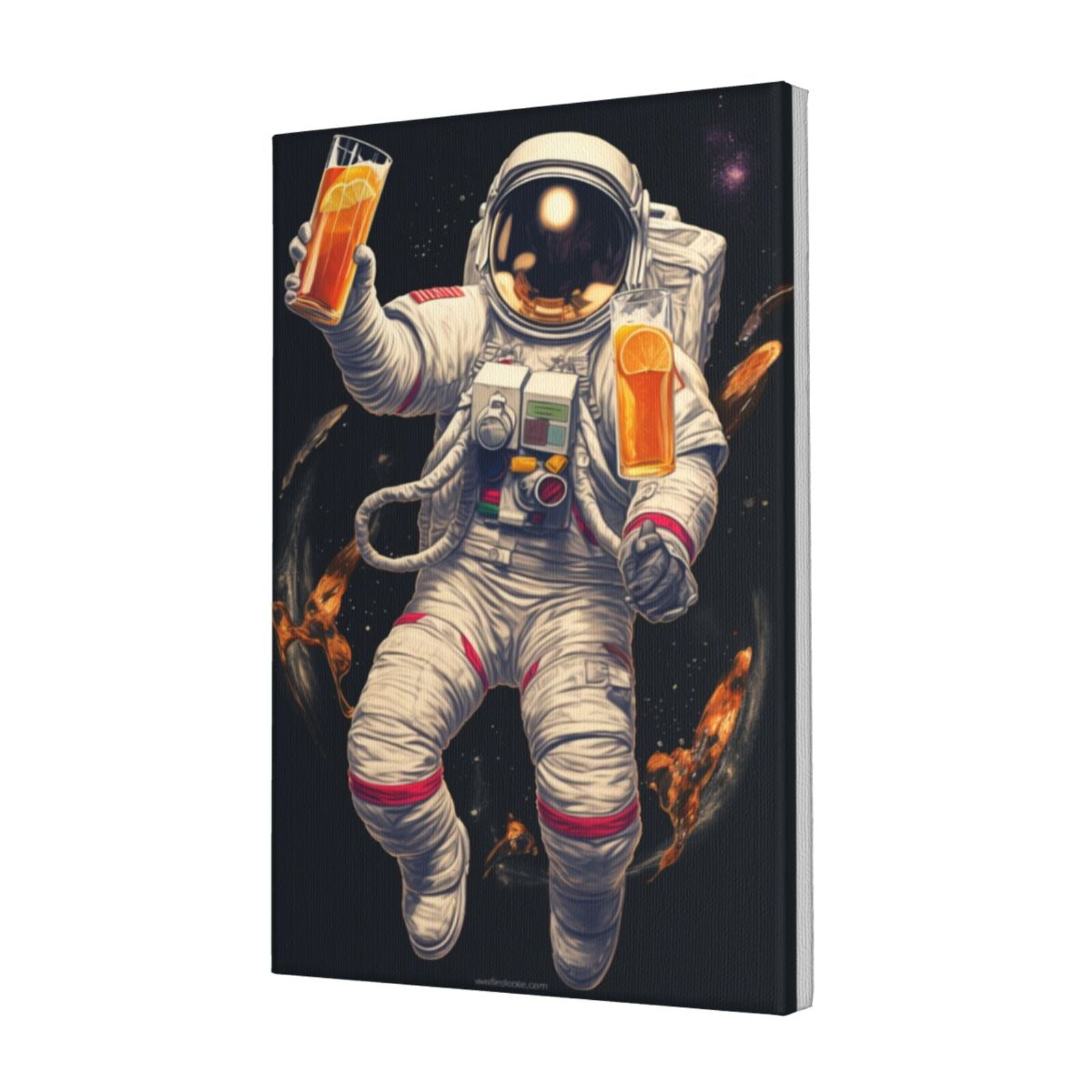 12x18 inch Canvas Hanging Picture Astronauts And Beverages,Man Cave ...