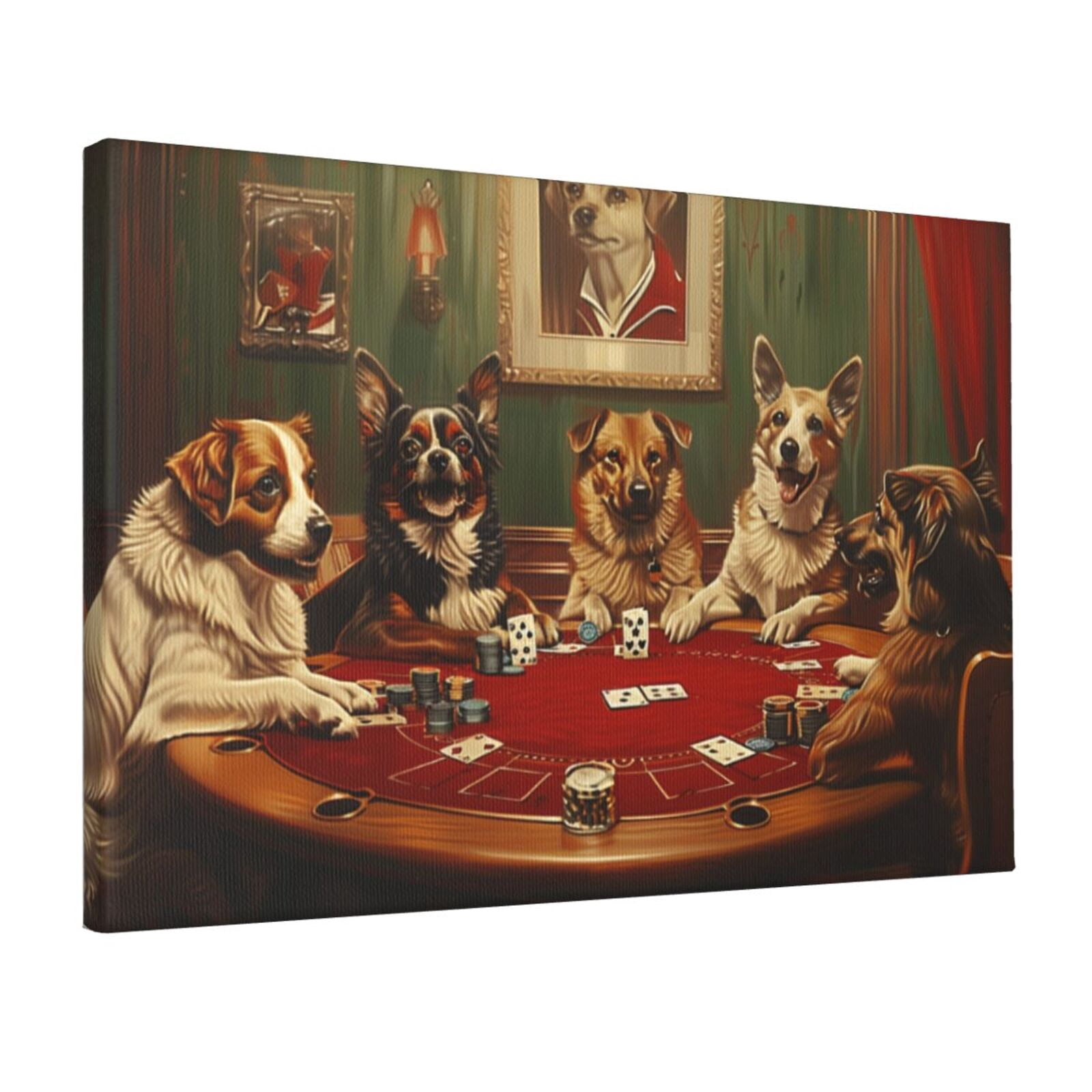 12x18 inch Canvas Hanging Picture Poker Playing Dogs Poker Decor,Rustic ...