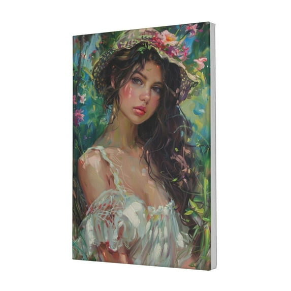 12x18 inch Canvas Picture Flower Hat Woman,Home Bedroom,Garden,Lounge ...