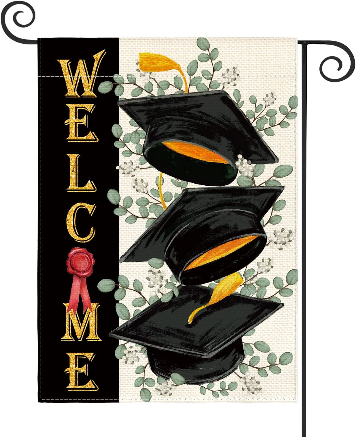 12x18 inch Congrats Grad Eucalyptus Diploma Cap Garden Flag Double ...