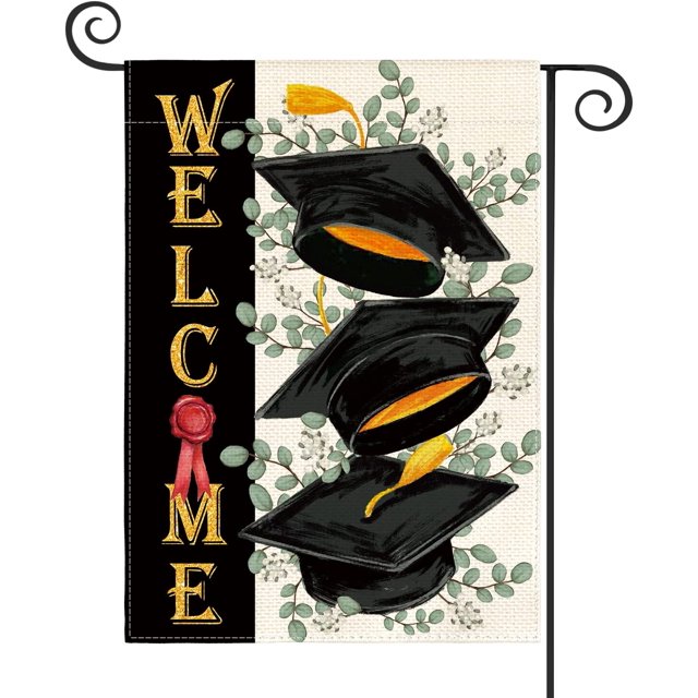 12x18 inch Congrats Grad Eucalyptus Diploma Cap Garden Flag Double ...