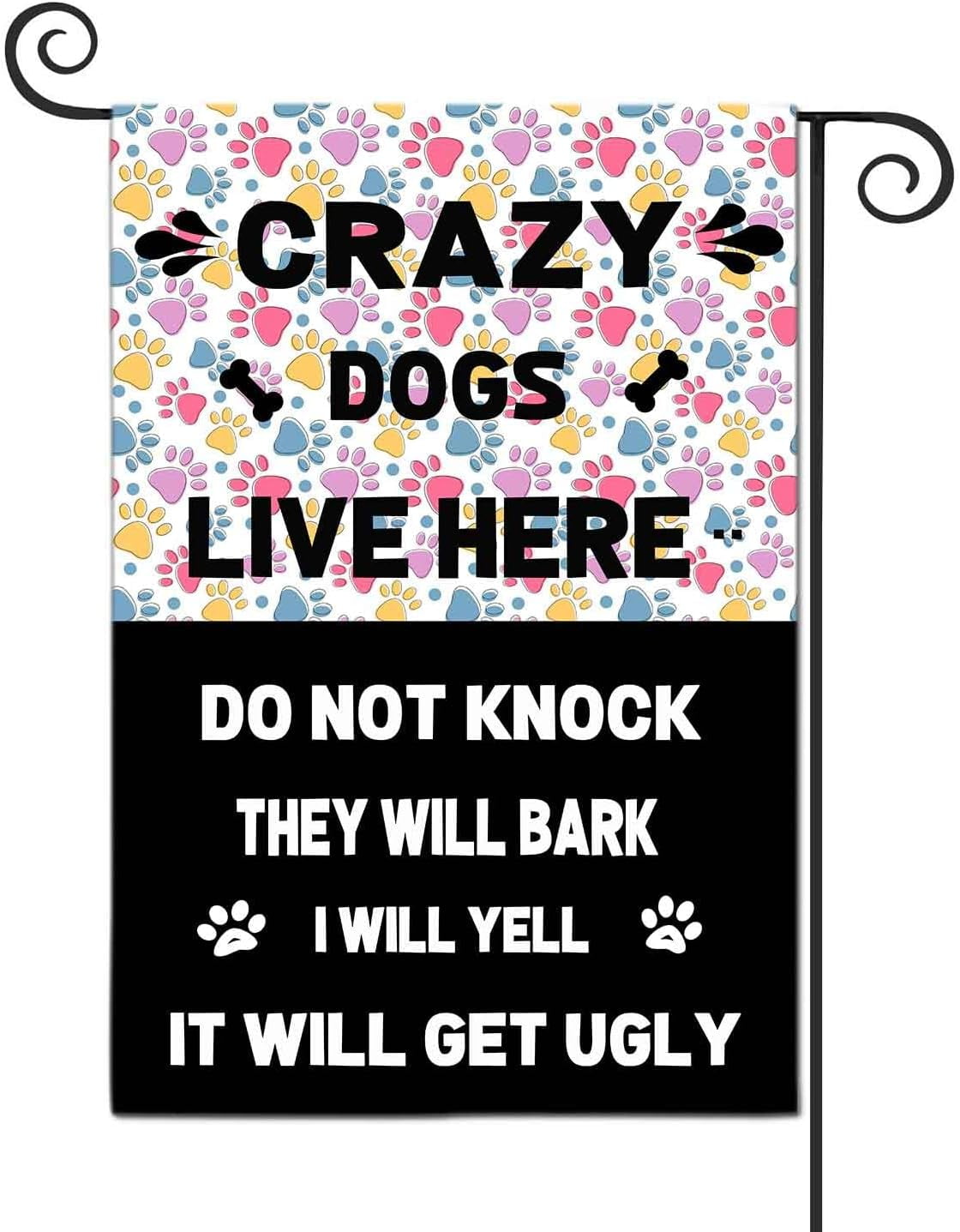 12x18 inch Crazy Dogs Live Here Funny Garden Flags Decorative Outdoor ...