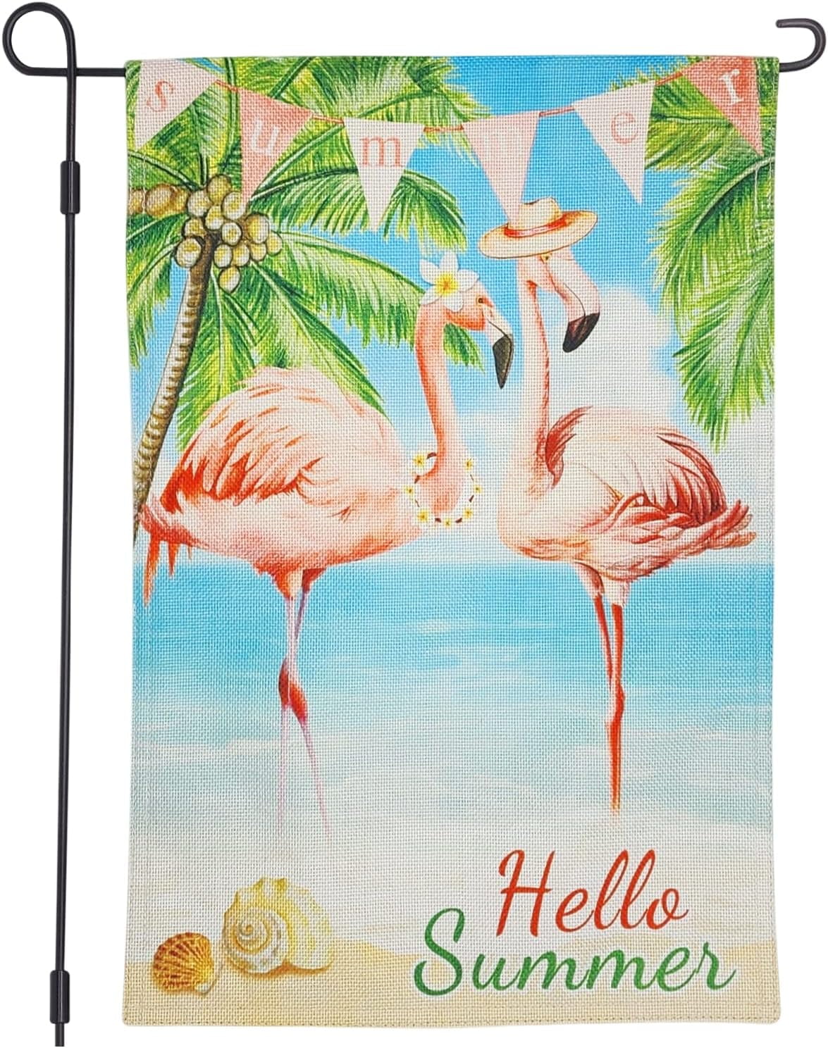 12x18 inch Flamingo Garden Flag Tropical Palm Trees Summer Garden Flags ...