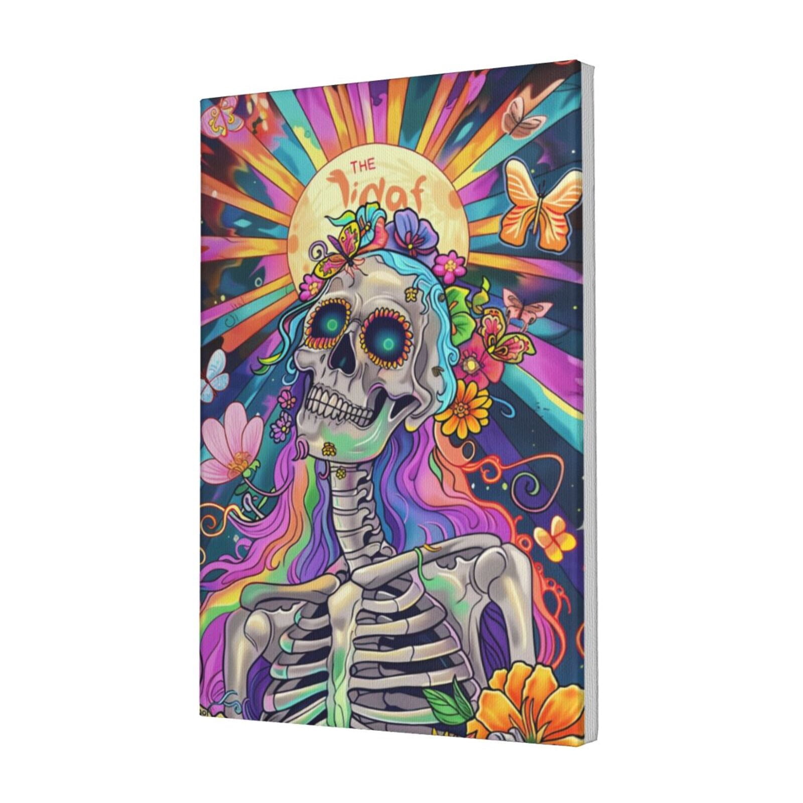 12x18 inch Flower Skeleton Canvas Frameless Painting,Garden,Lounge,Man ...