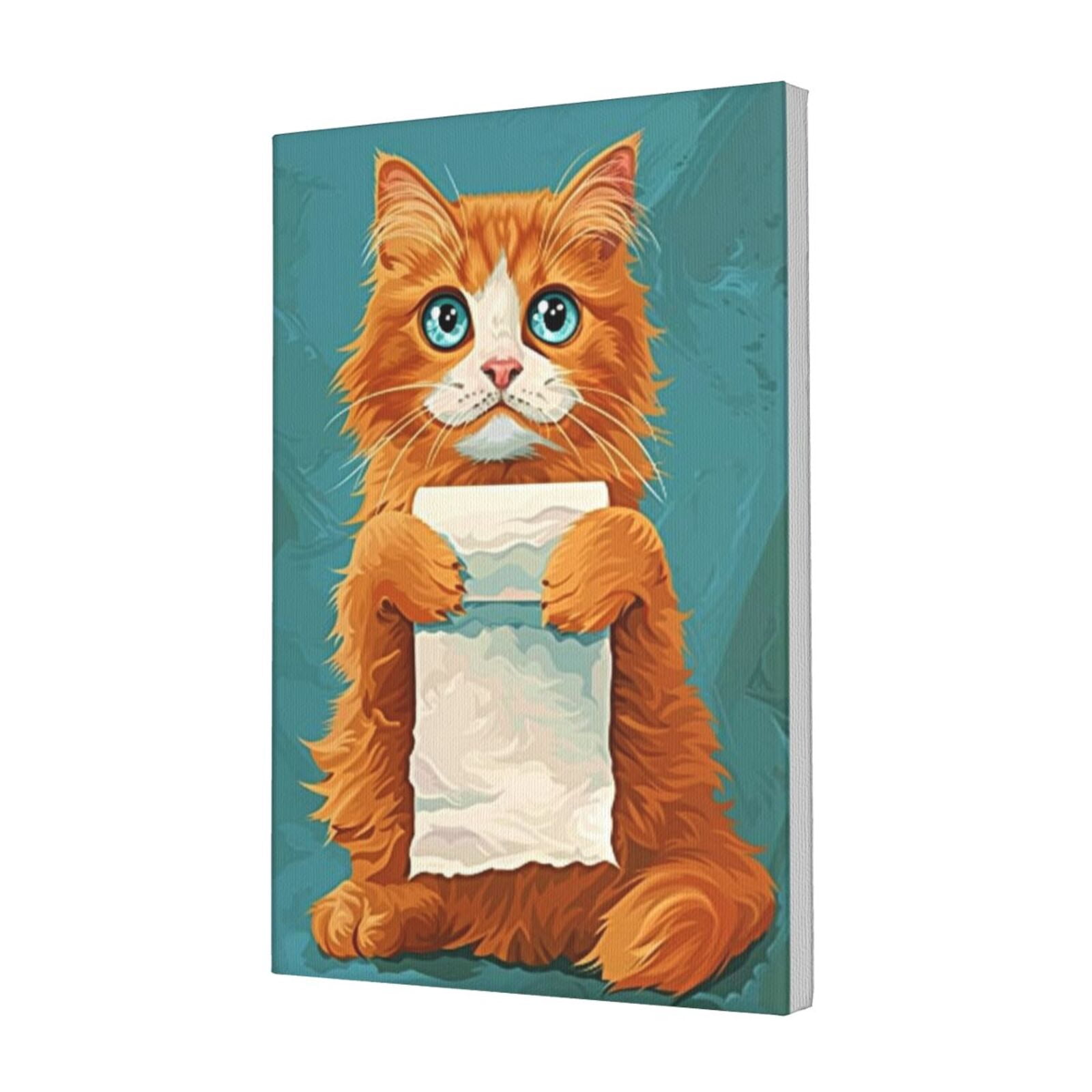 12x18 inch Frameless Canvas Painting Cat & Tissue Paper,Farmhouse ...