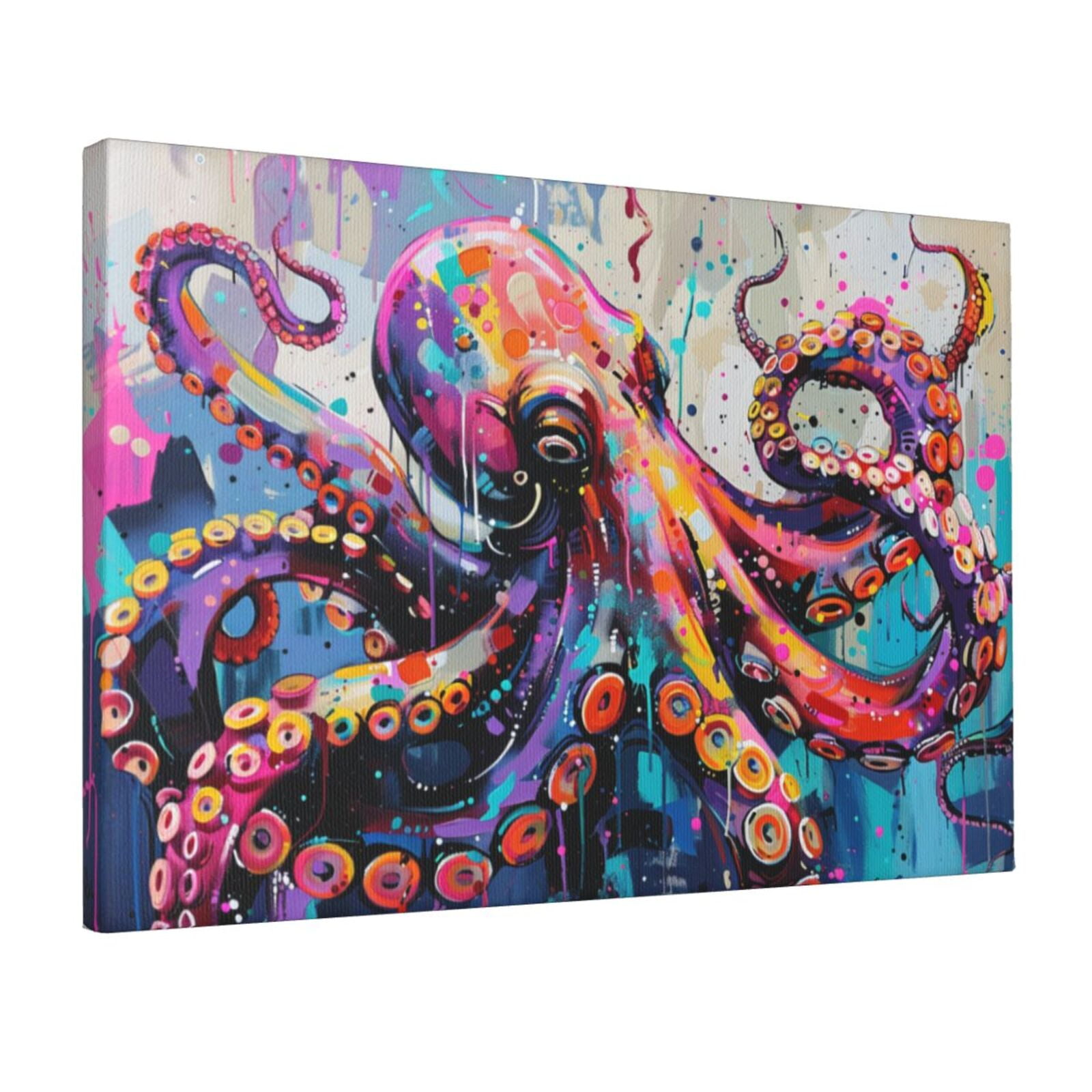 12x18 inch Frameless Canvas Painting Squid Graffiti,Family Bathroom,Man ...