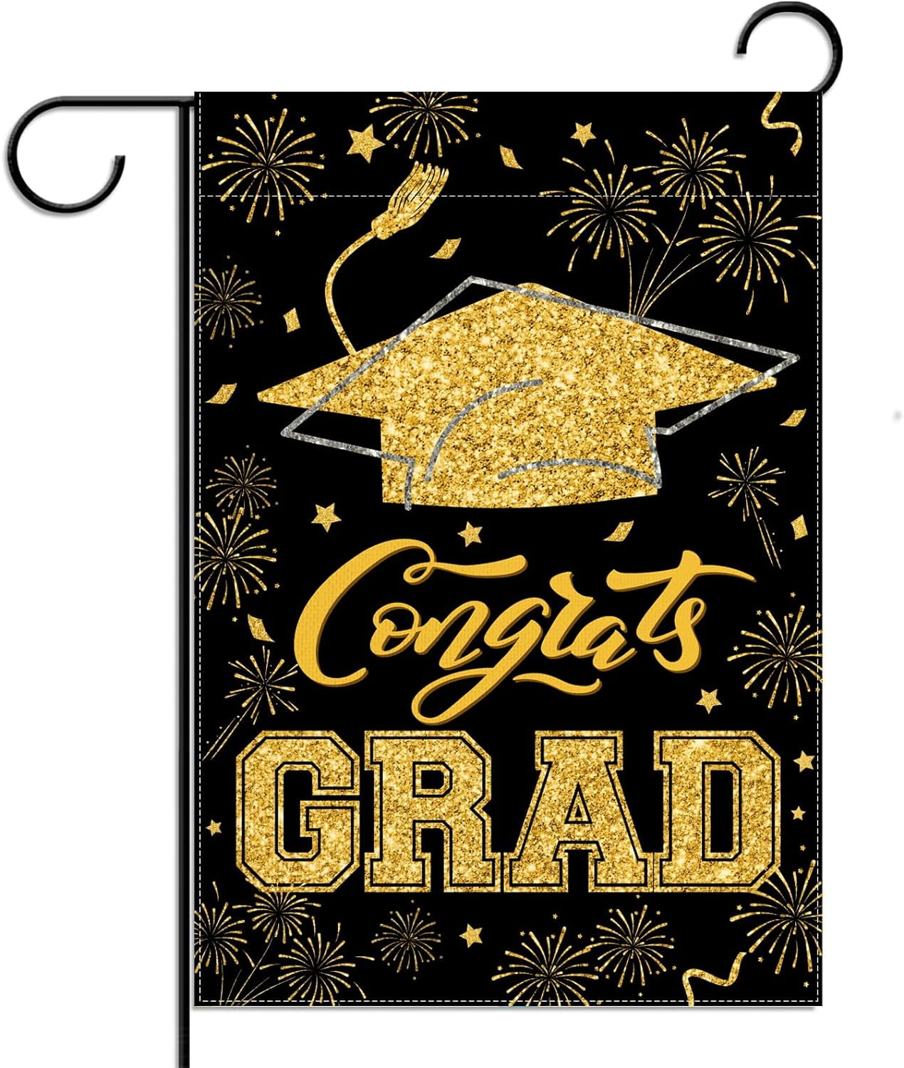 12x18 inch Linen Watercolor Diploma Cap Congrats Grad Garden Flag ...