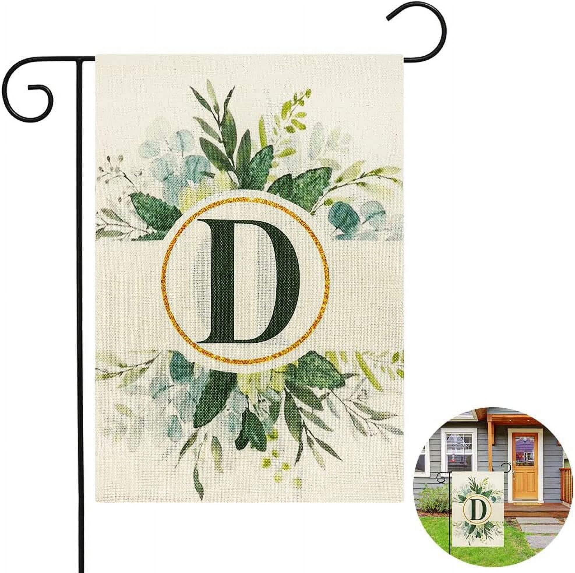 12x18 inch Monogram Letter A-Z Garden Flag,Linen Double Sided Garden ...
