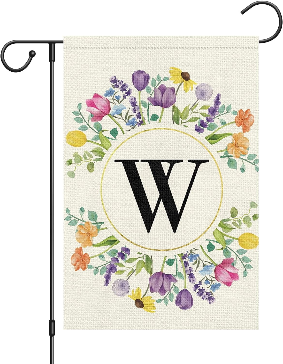 12x18 inch Monogram Letter G Garden Flag Double Sided Burlap Floral ...