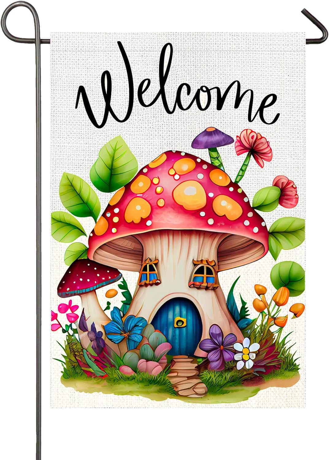 12x18 inch Mushroom House Garden Flag Double Sided Spring Summer ...